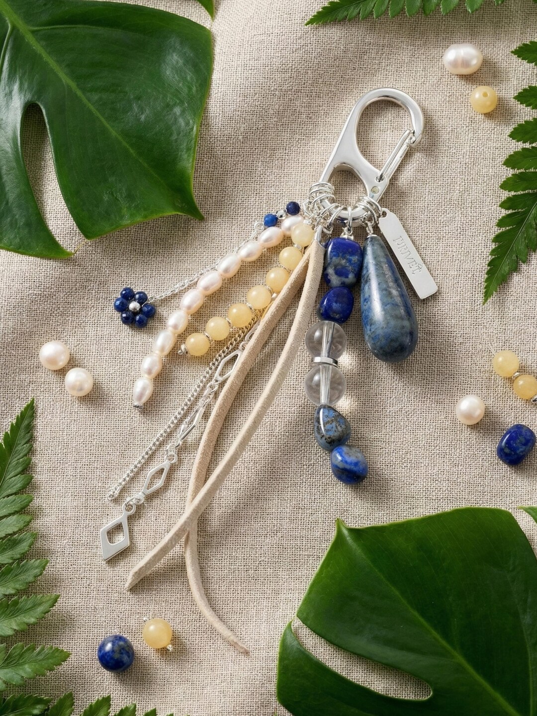 Handmade Lapis & Pearl Bag Charm – Boho Purse Accessory - Etsy