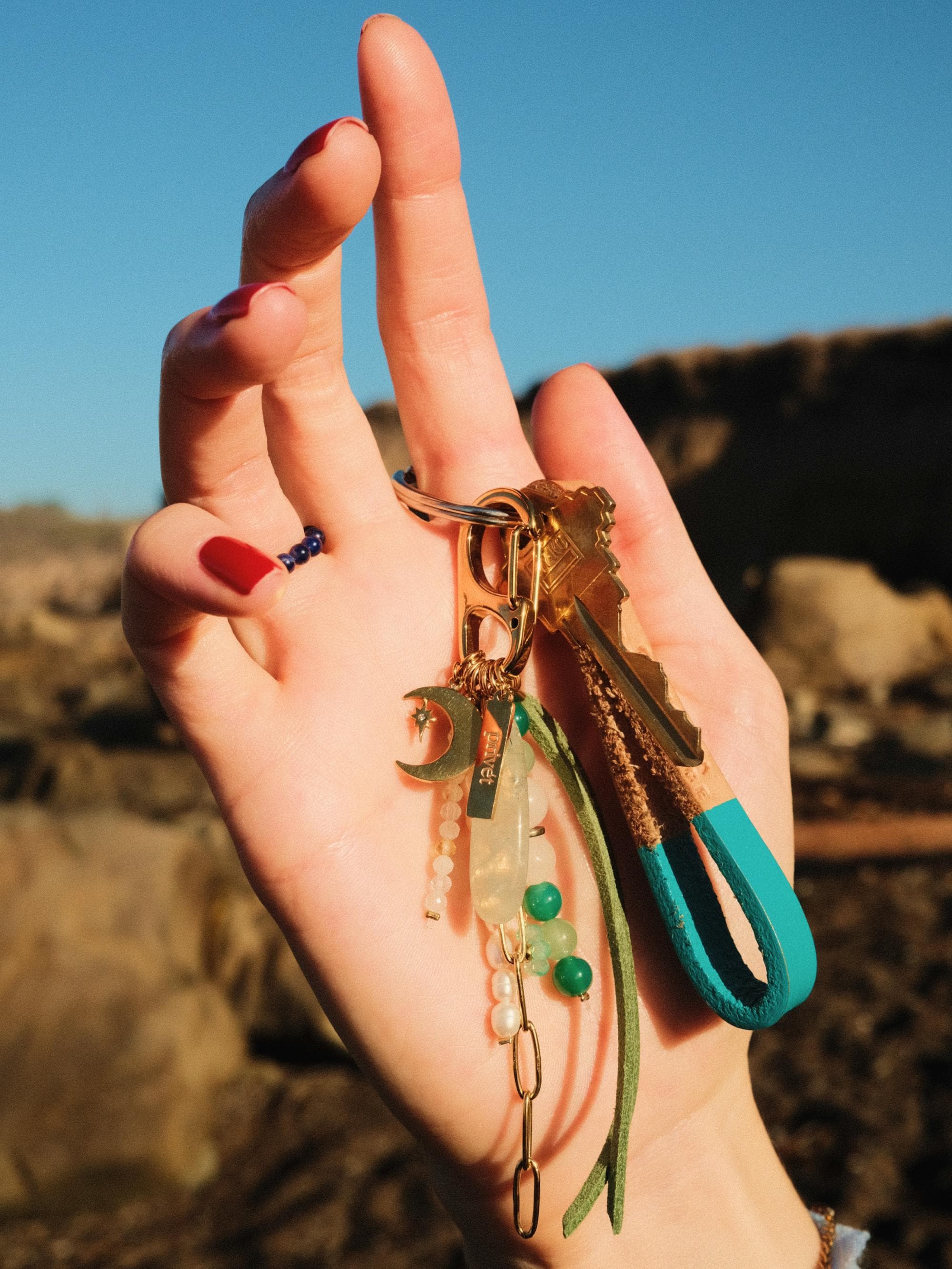 Jade Caravan Bag Charm – Green Gemstone & Pearl Bag Charm | Handmade ...