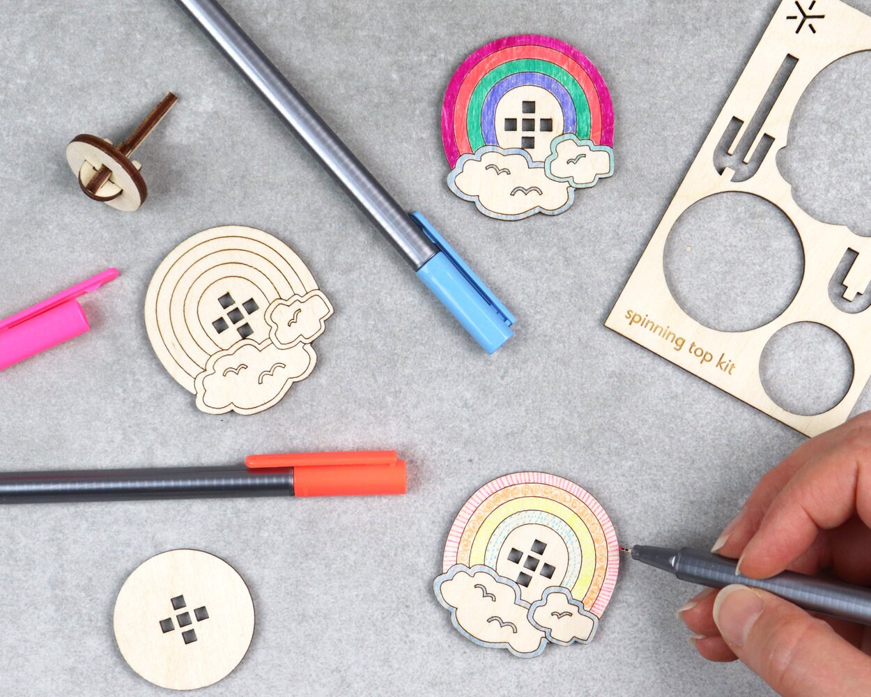 Rainbow Spinning Top Kit - Etsy