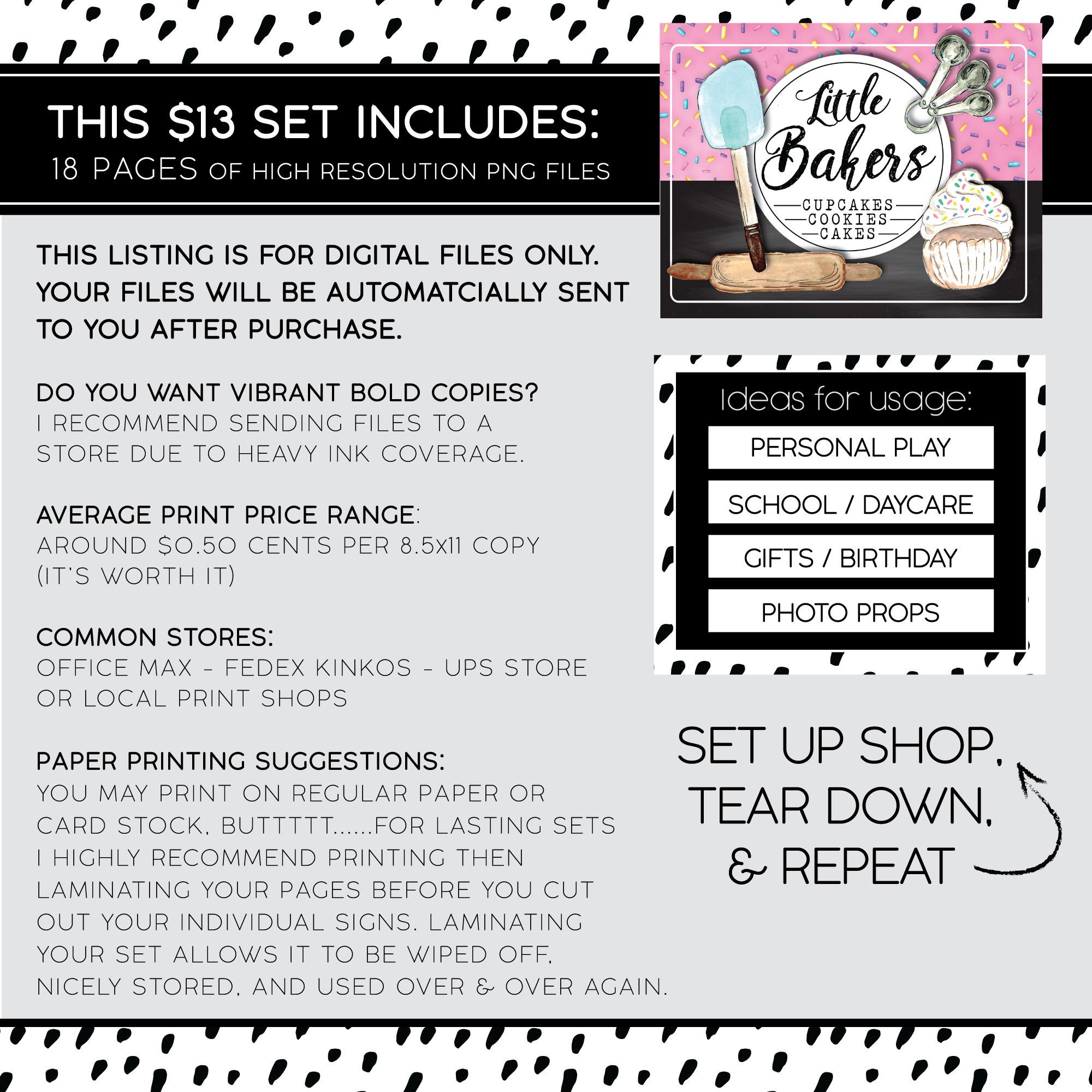 Bakery / Cookies / Pretend Play Toys / Digital Downloads / Role Play ...