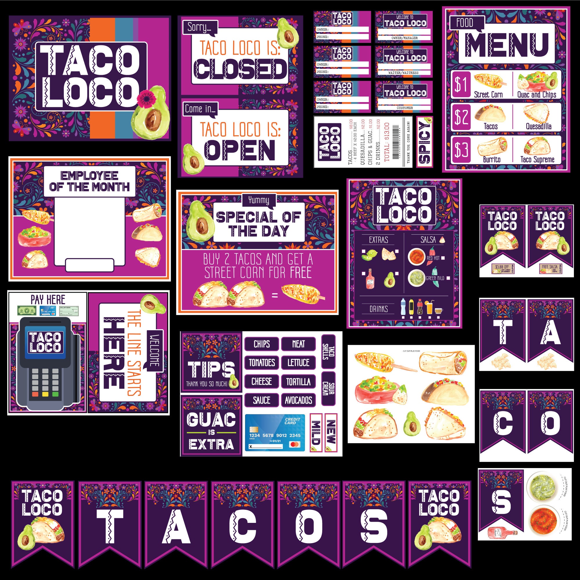 Taco Shop Pretend Play Set: Kids' Dramatic Play, Homeschool (digital ...