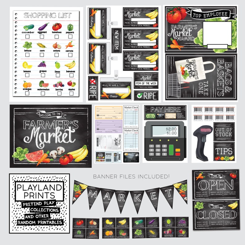 Kids Pretend Play Farmers Market: Printable Dramatic Play Set (PDF) - Etsy