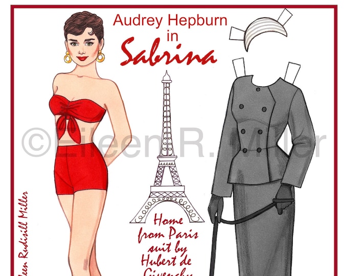 Audrey Hepburn in Sabrina Paper Doll - Etsy