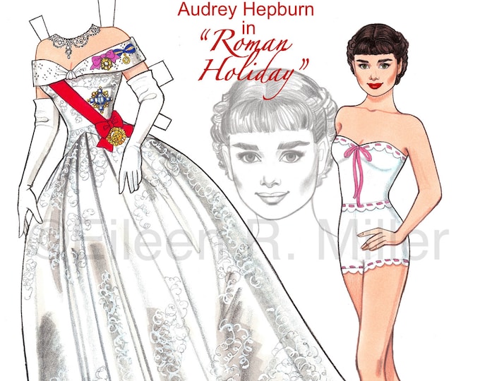 Audrey Hepburn in "roman Holiday" Paper Doll - Etsy