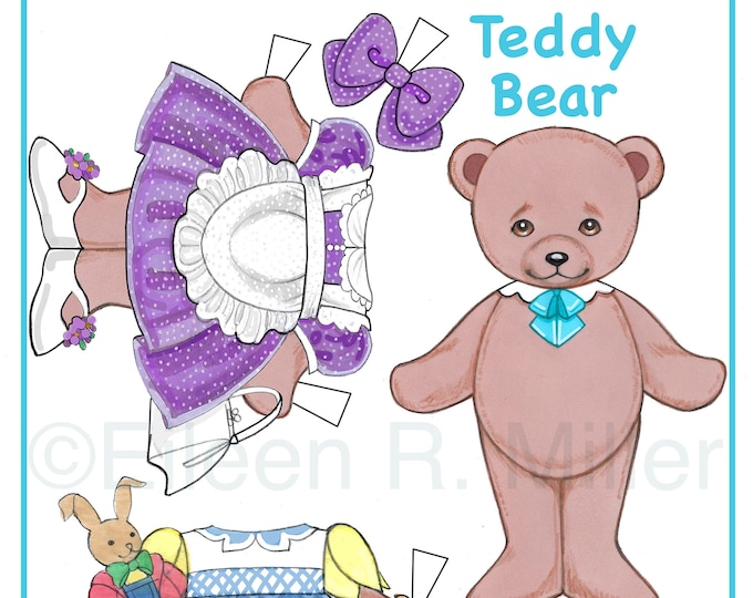Teddy Bear Paper Doll - Etsy