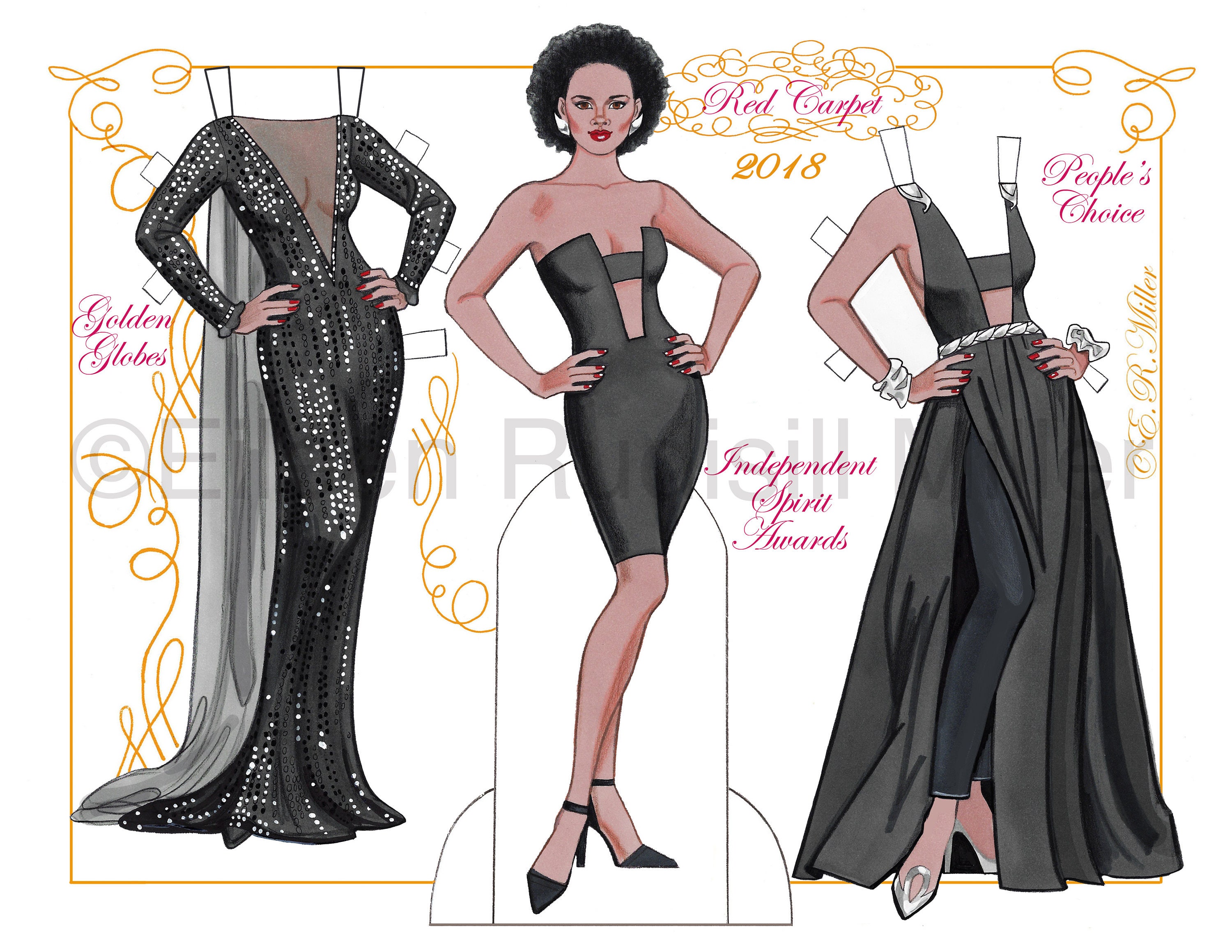 2018 Red Carpet Paper Doll - Etsy