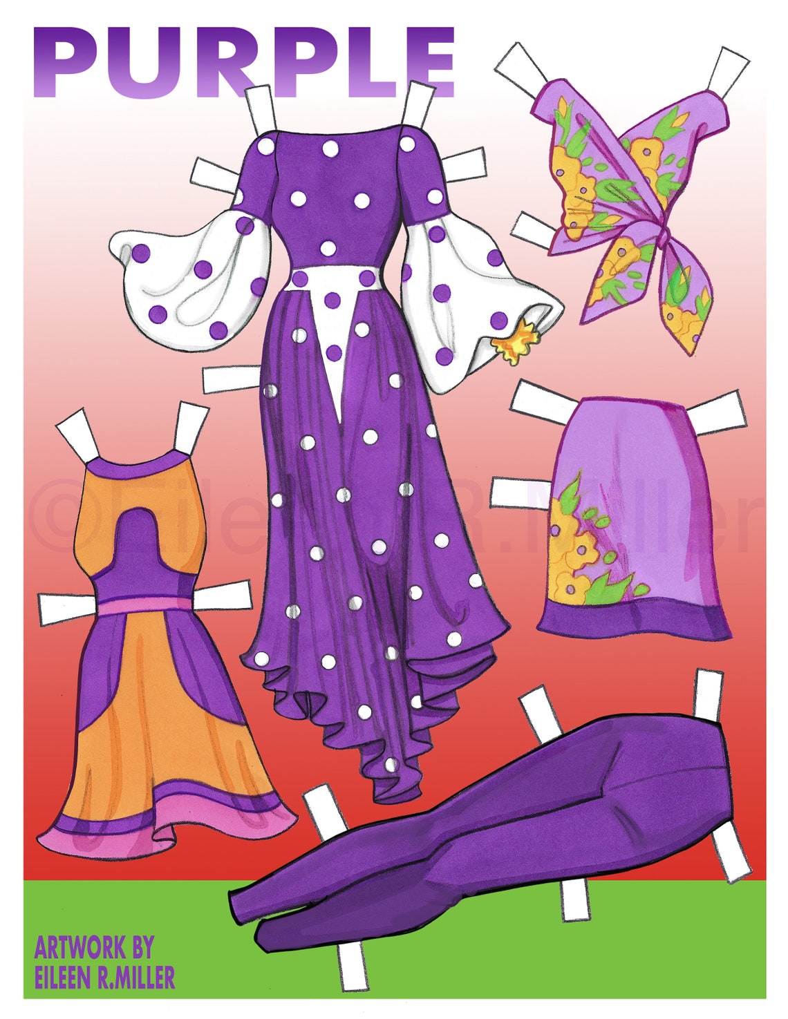 Purple Paper Doll - Etsy