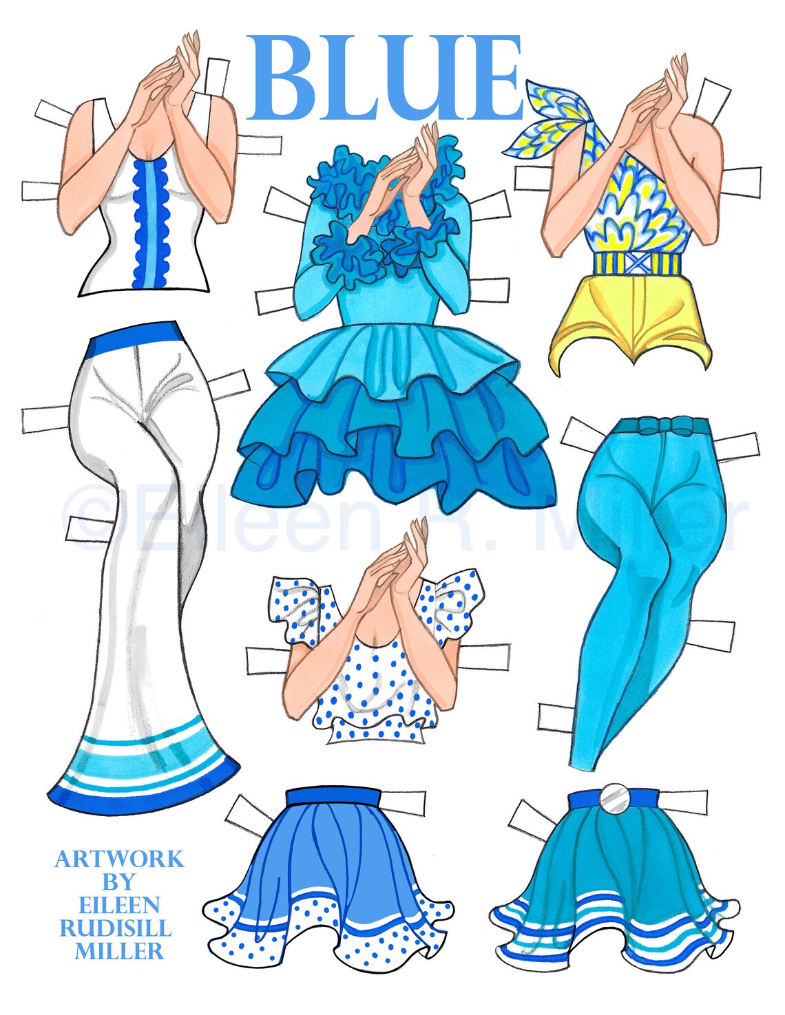 Blue Paper Doll - Etsy