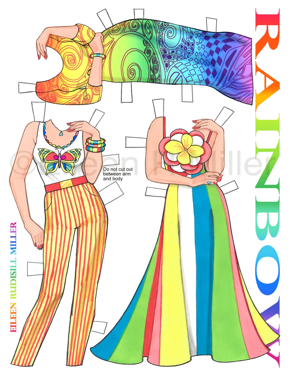 Rainbow Paper Doll - Etsy