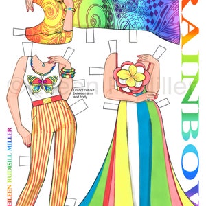 Rainbow Paper Doll - Etsy