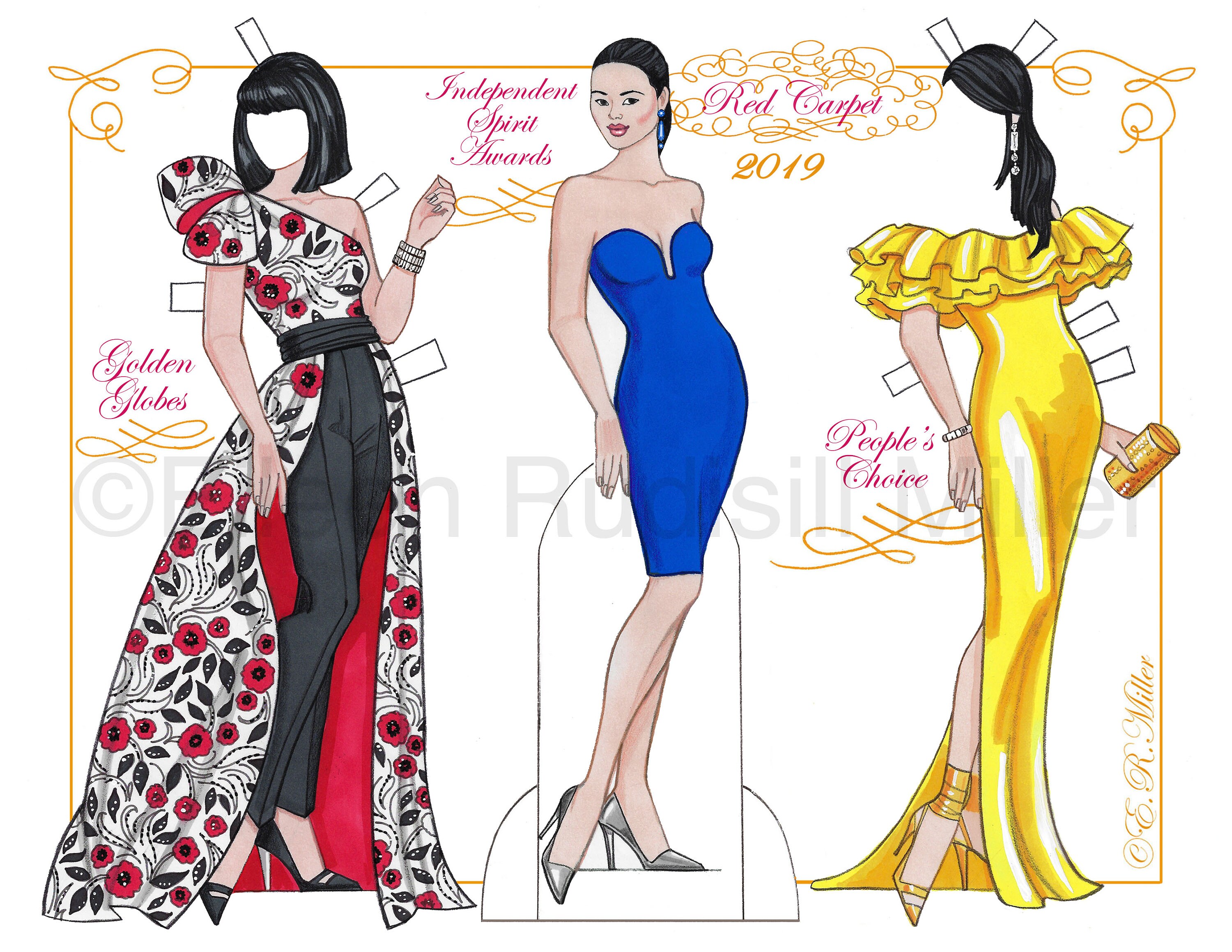 2019 Red Carpet Paper Doll - Etsy