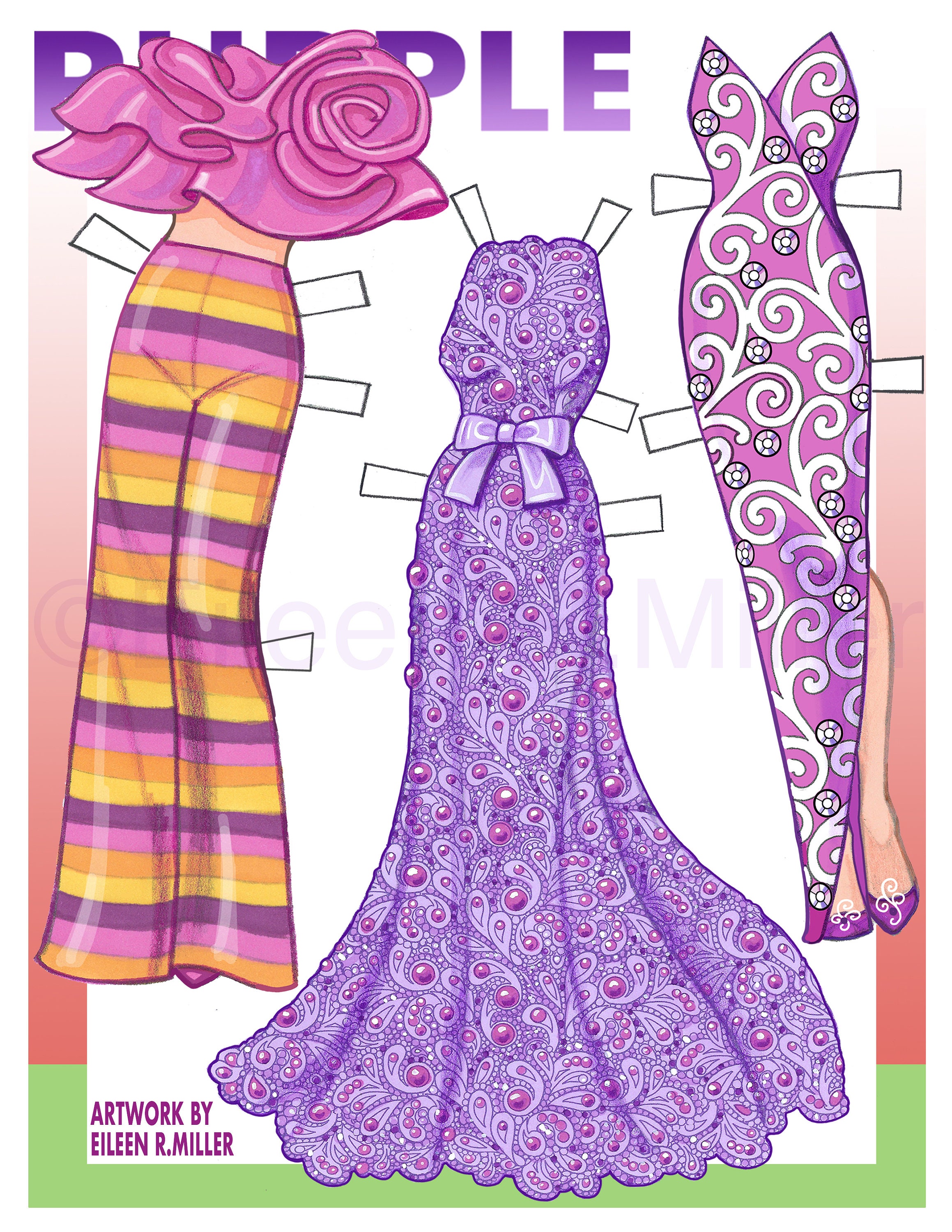 Purple Paper Doll - Etsy