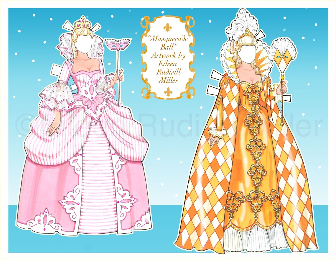 Masquerade Ball Paper Doll - Etsy
