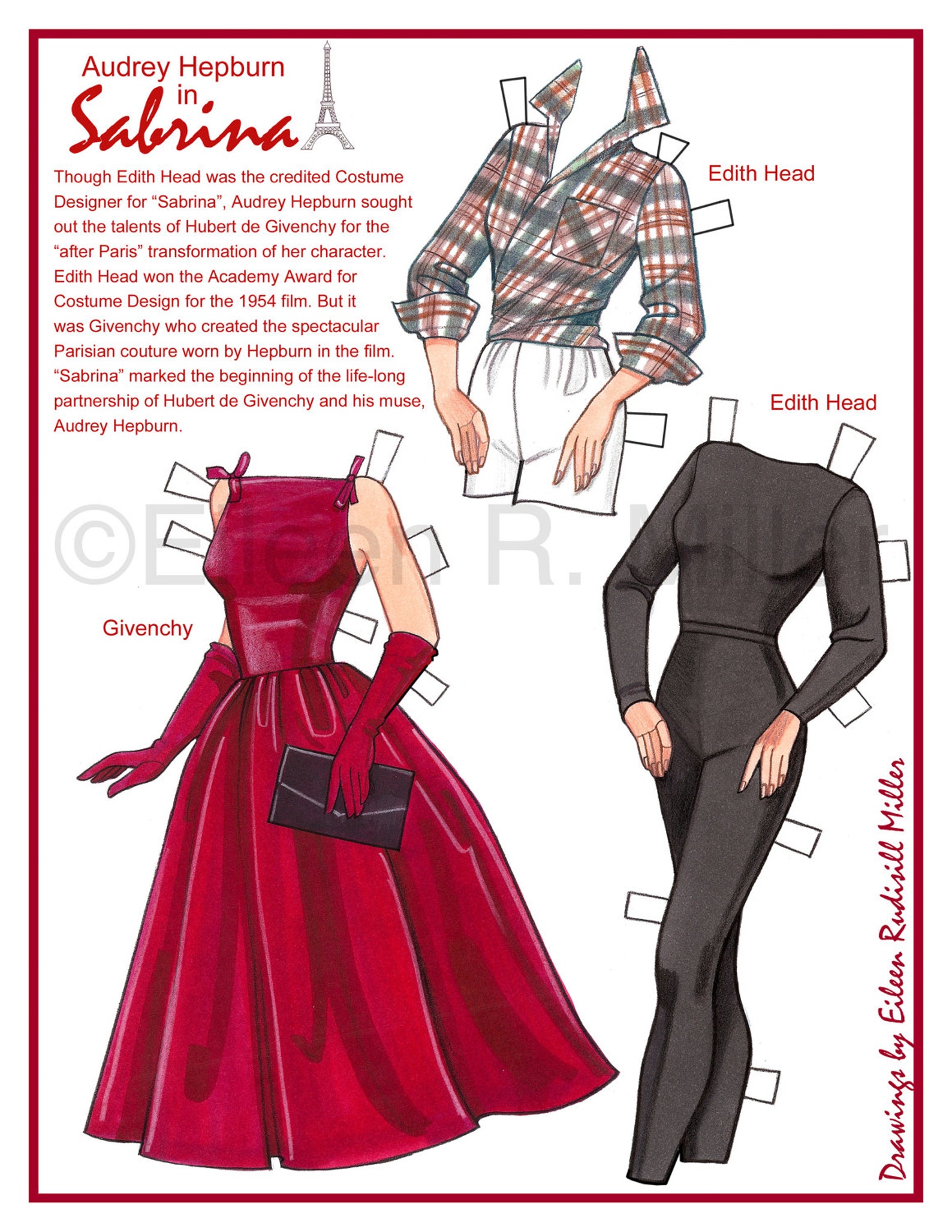 Audrey Hepburn in Sabrina Paper Doll - Etsy