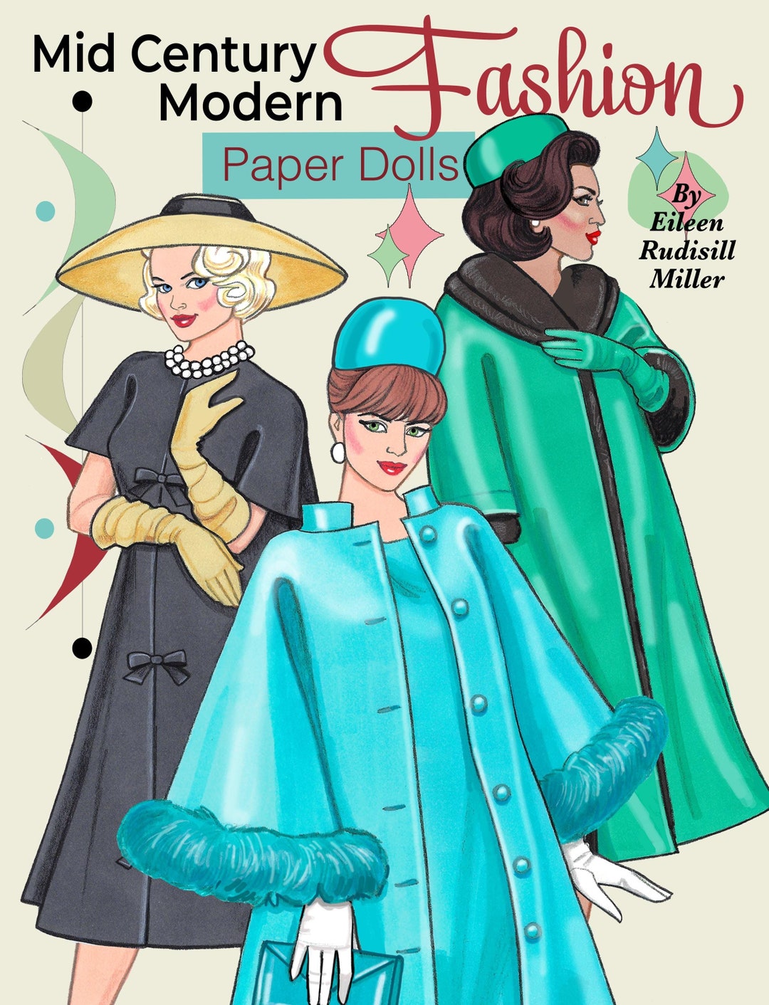 Mid Century Modern Fashion Paper Doll Book - Etsy
