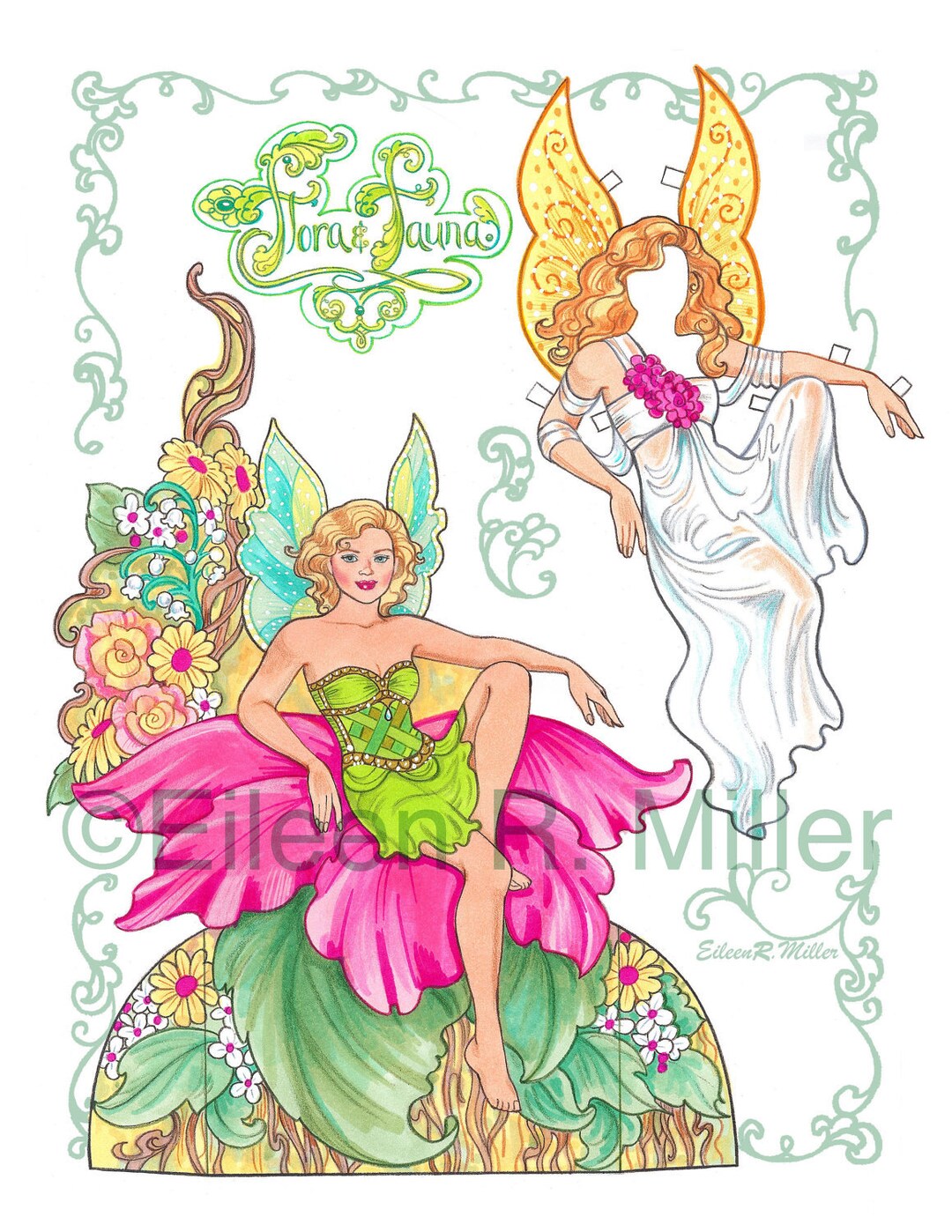 Flora and Fauna Fairy Paper Doll - Etsy