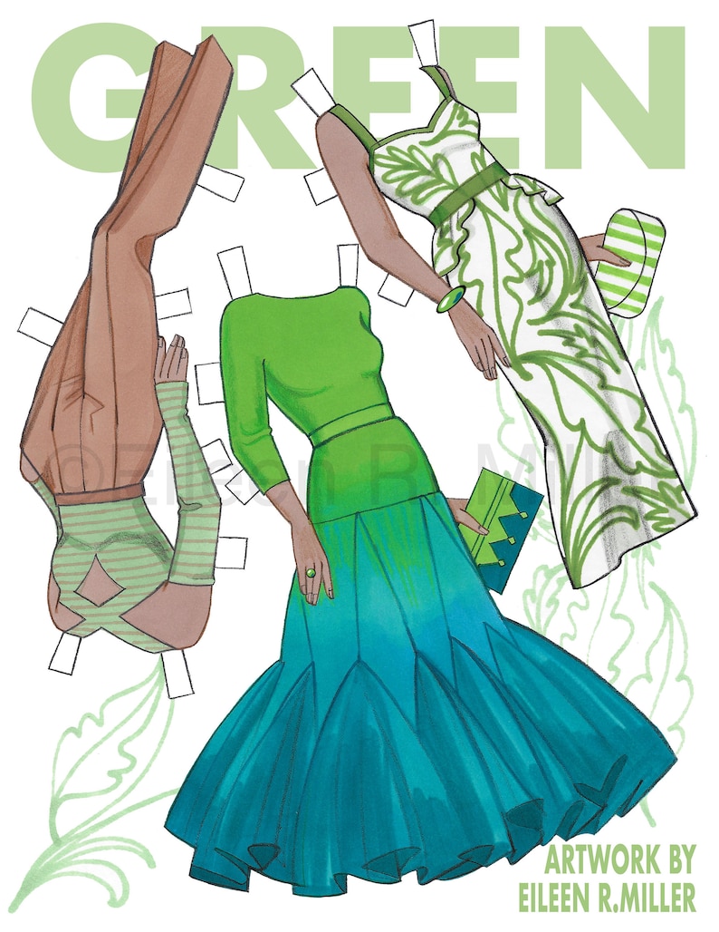 Green Paper Doll - Etsy