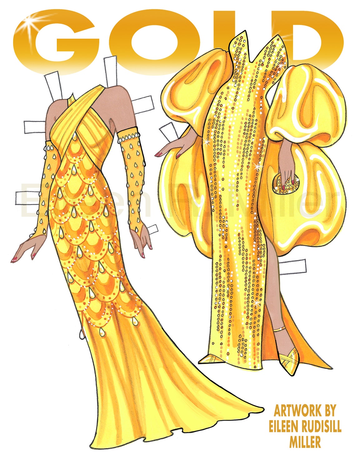 Gold Paper Doll - Etsy