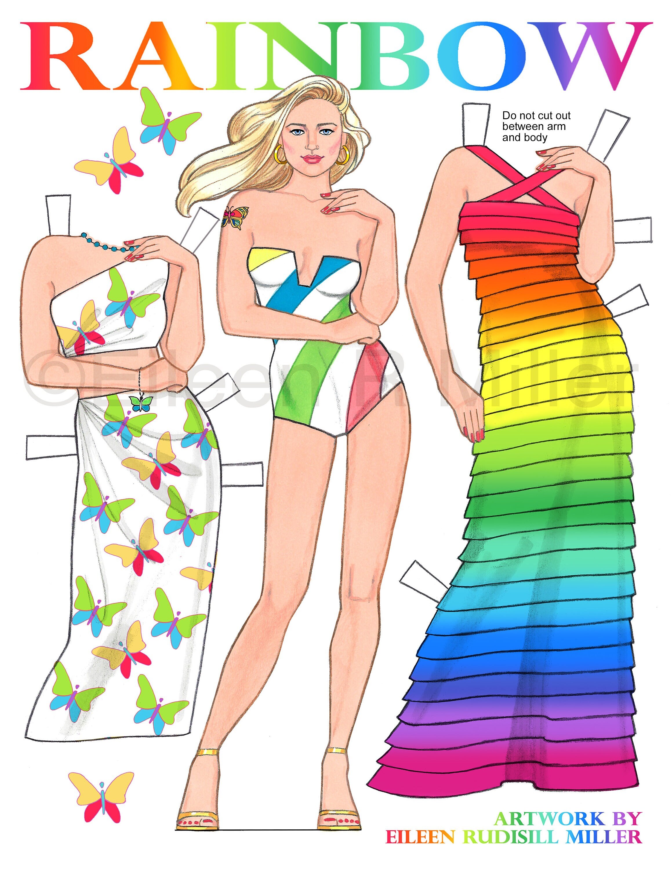 Rainbow Paper Doll - Etsy