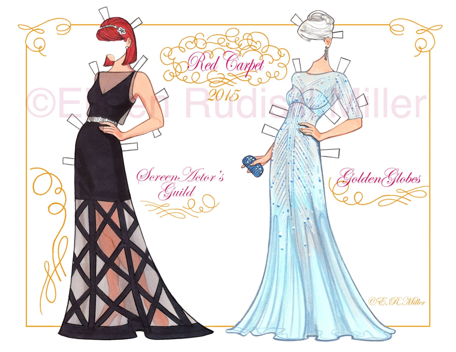 2015 Red Carpet Paper Doll - Etsy