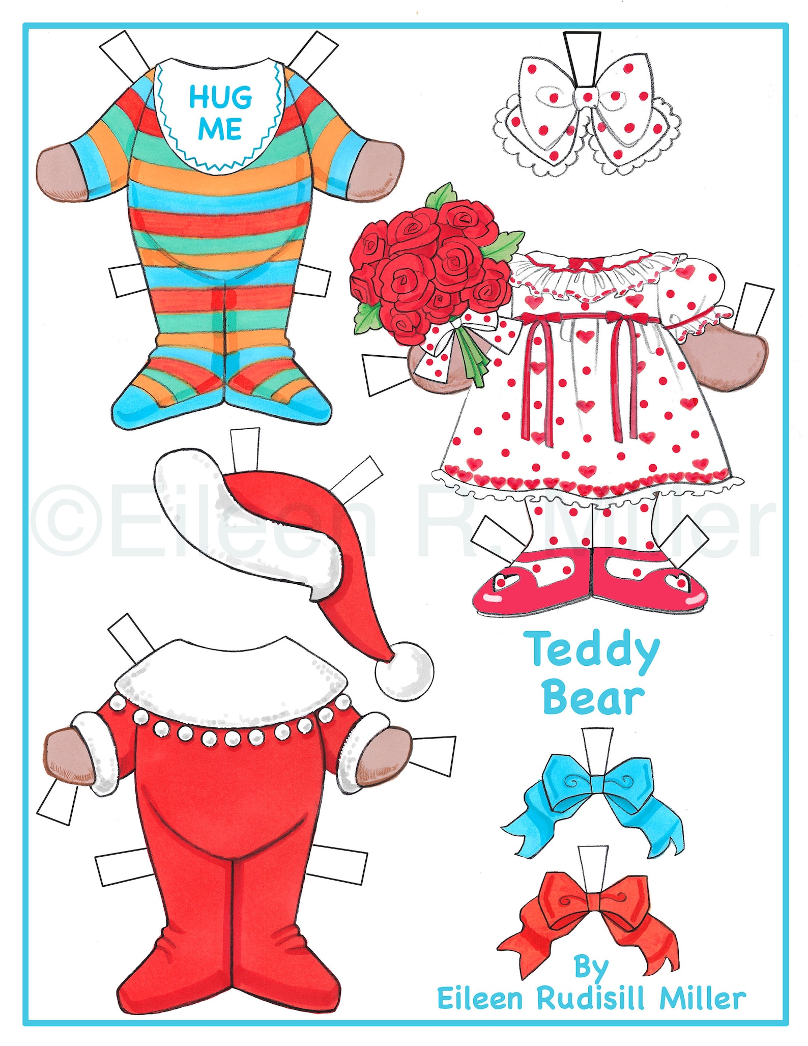 Teddy Bear Paper Doll - Etsy