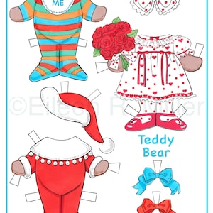 Teddy Bear Paper Doll - Etsy