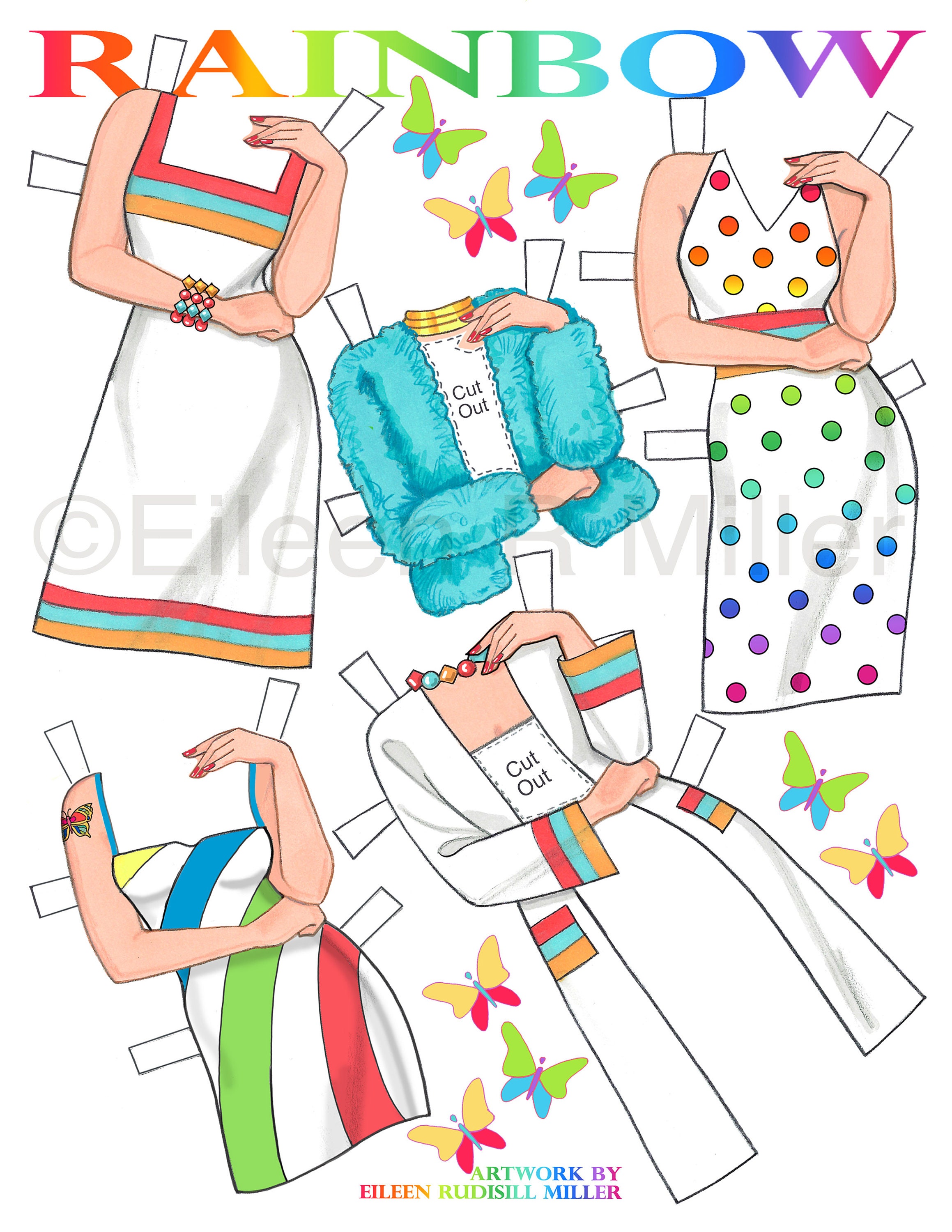 Rainbow Paper Doll - Etsy