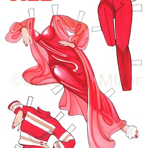 Red Paper Doll - Etsy
