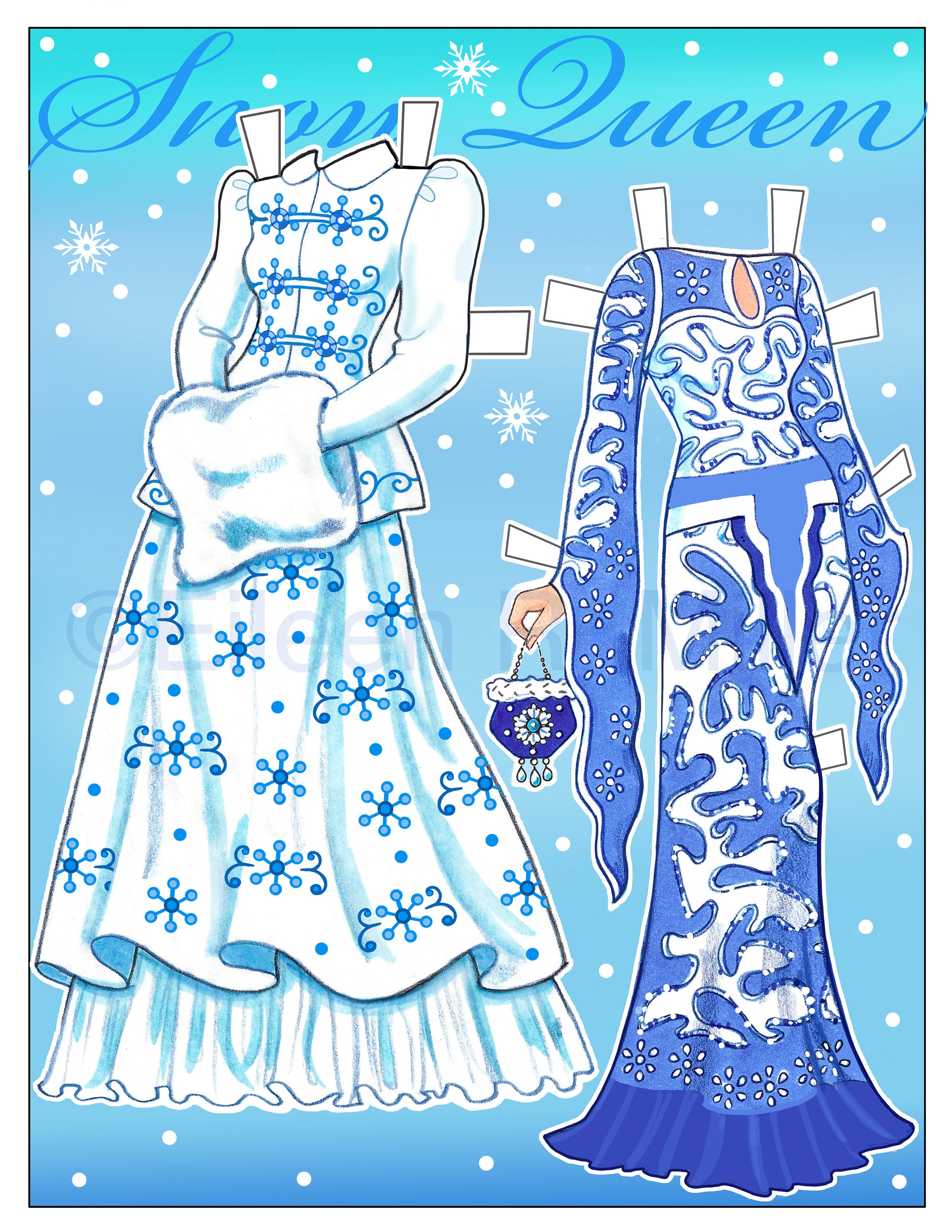 Snow Queen Paper Doll - Etsy