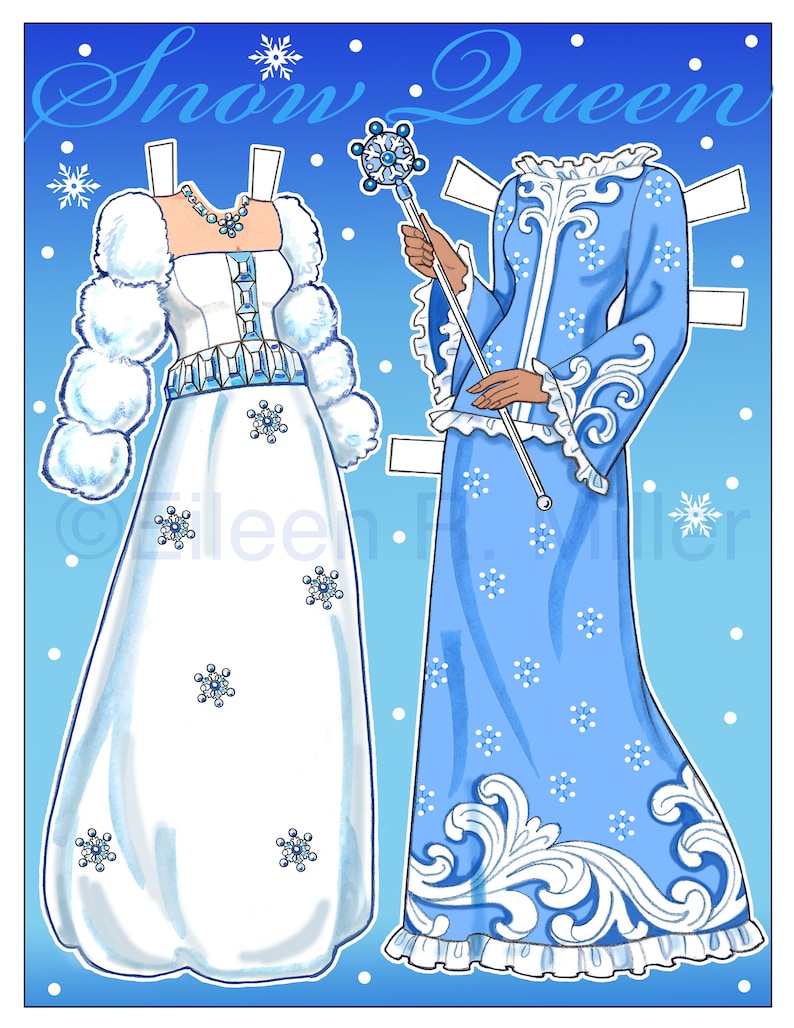 Snow Queen Paper Doll - Etsy