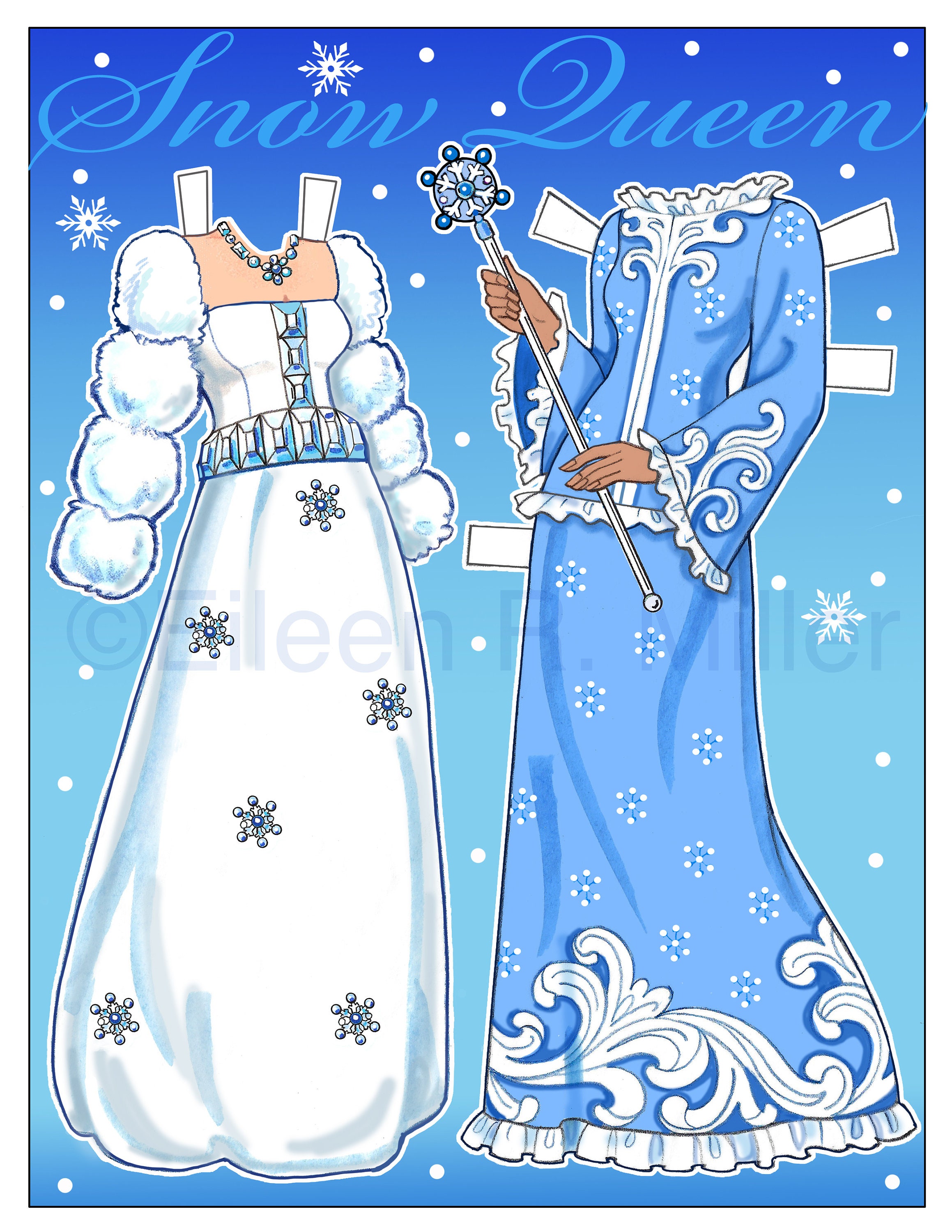 Snow Queen Paper Doll - Etsy