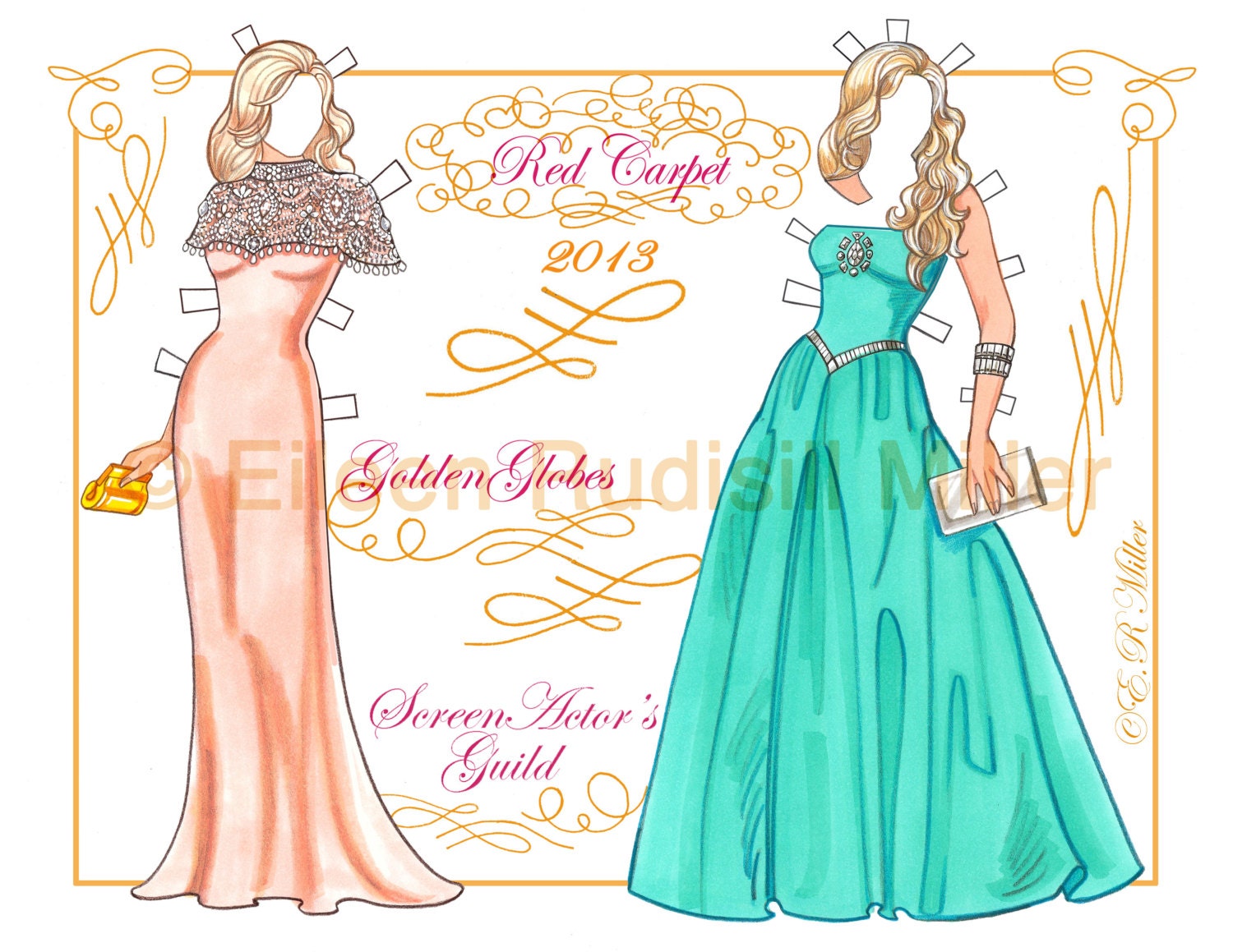 2013 Red Carpet Paper Doll - Etsy