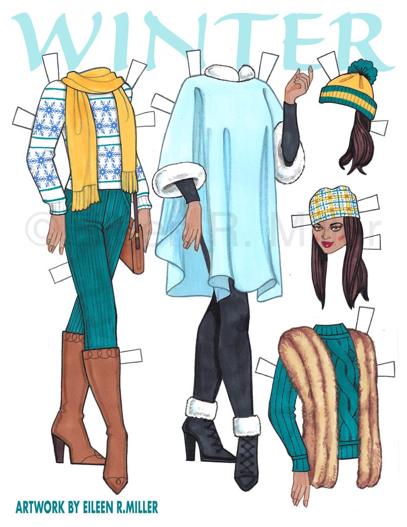Winter Paper Doll - Etsy