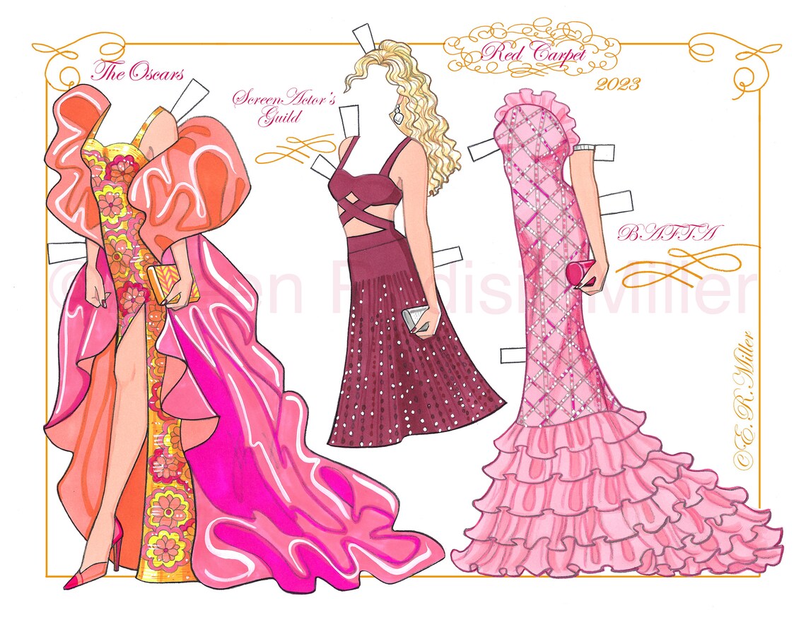 2023 Red Carpet Paper Doll - Etsy