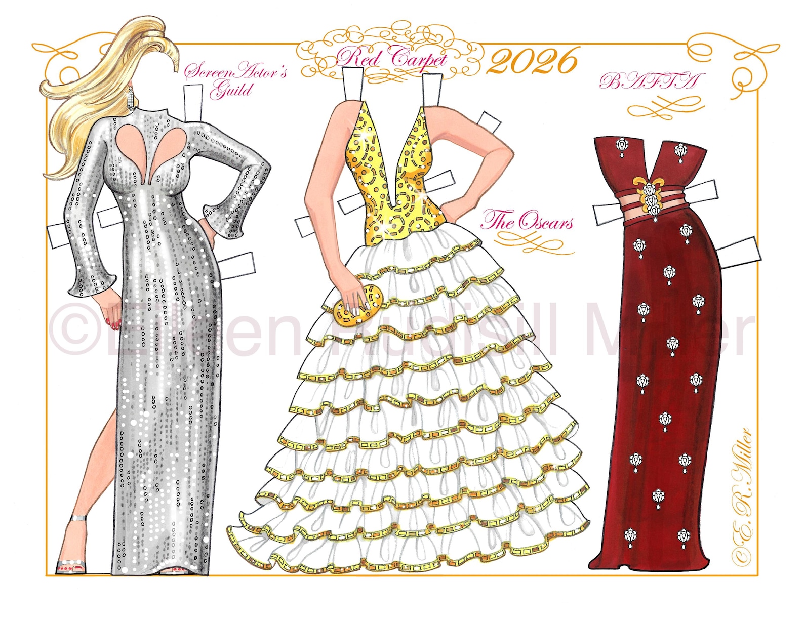 2026 Red Carpet Paper Doll - Etsy