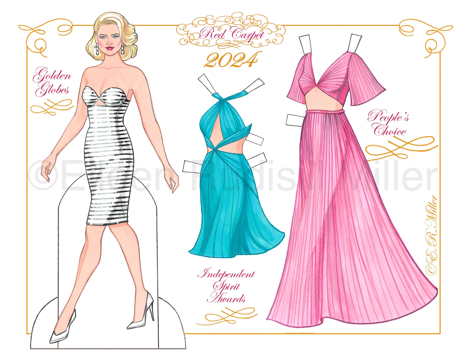 2024 Red Carpet Paper Doll - Etsy