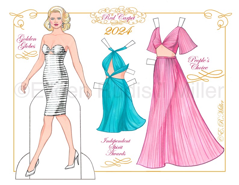 2024 Red Carpet Paper Doll - Etsy