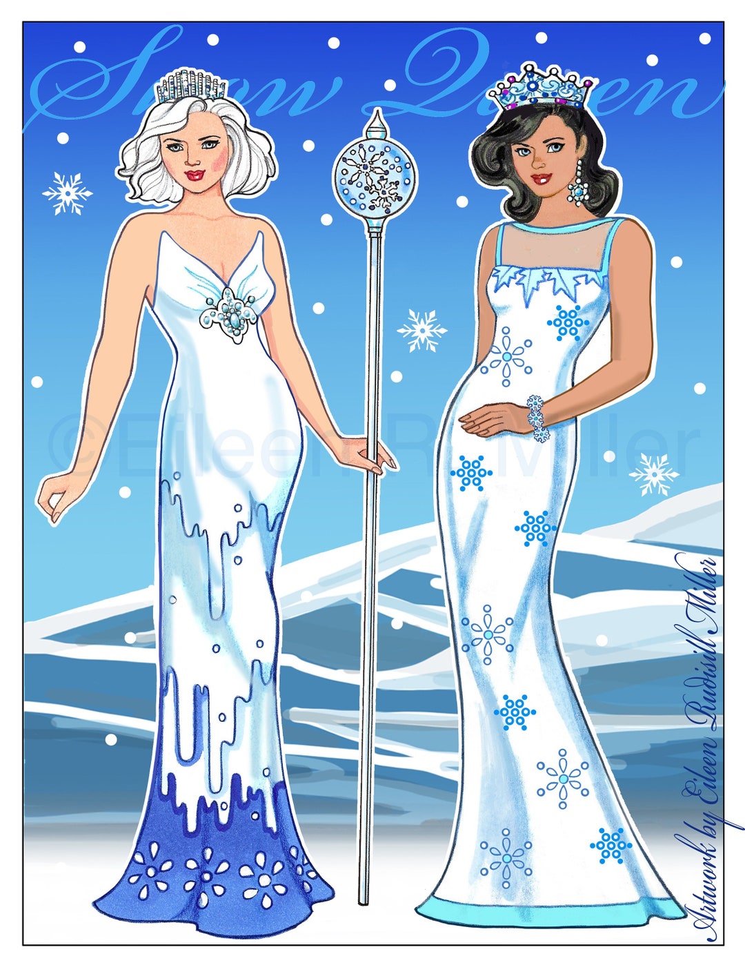 Snow Queen Paper Doll - Etsy