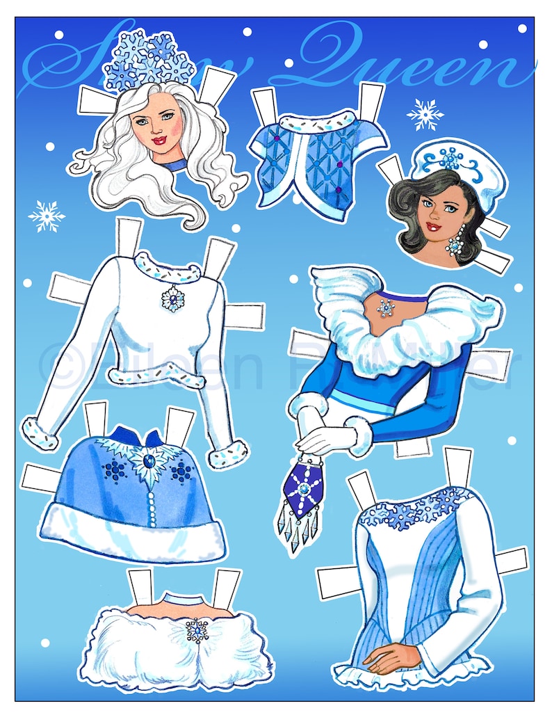 Snow Queen Paper Doll - Etsy