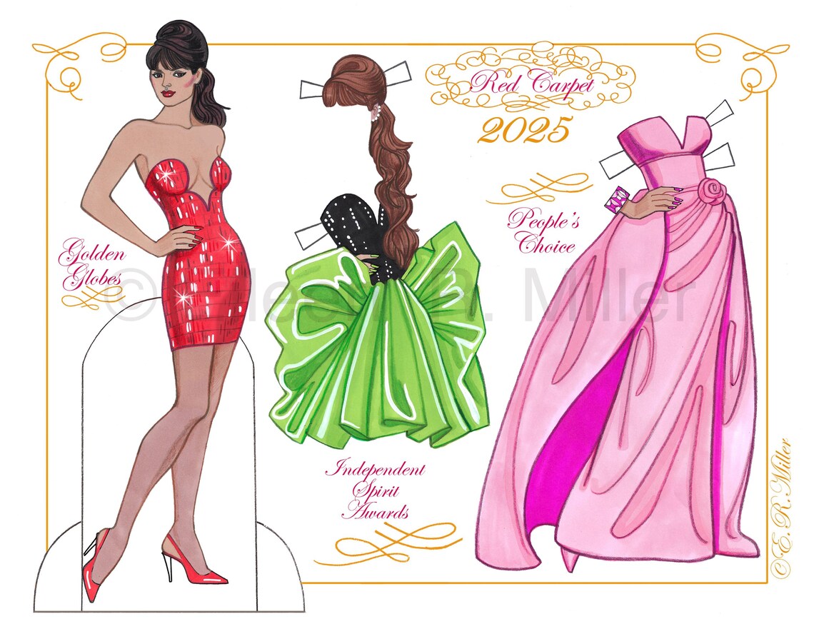 2025 Red Carpet Paper Doll - Etsy