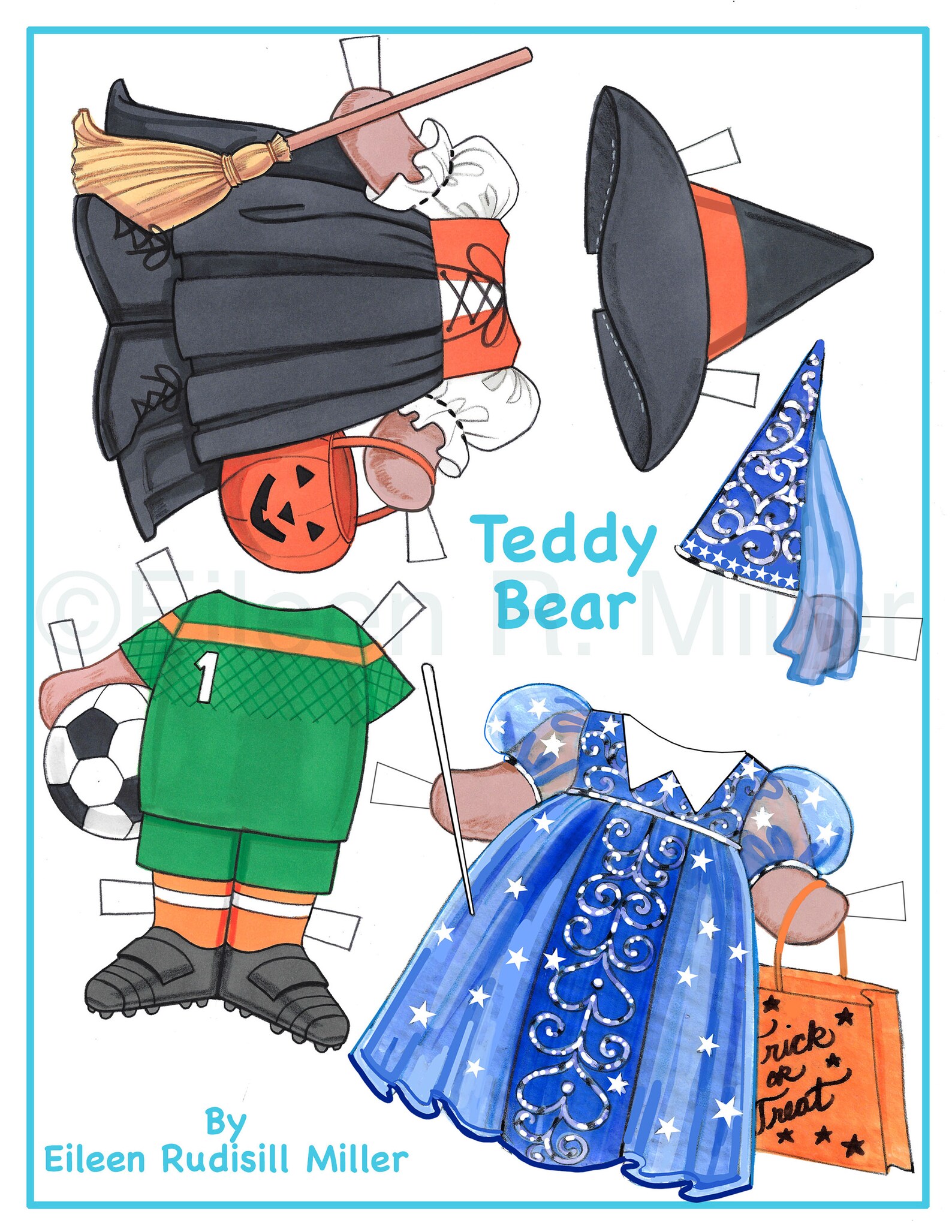 Teddy Bear Paper Doll - Etsy