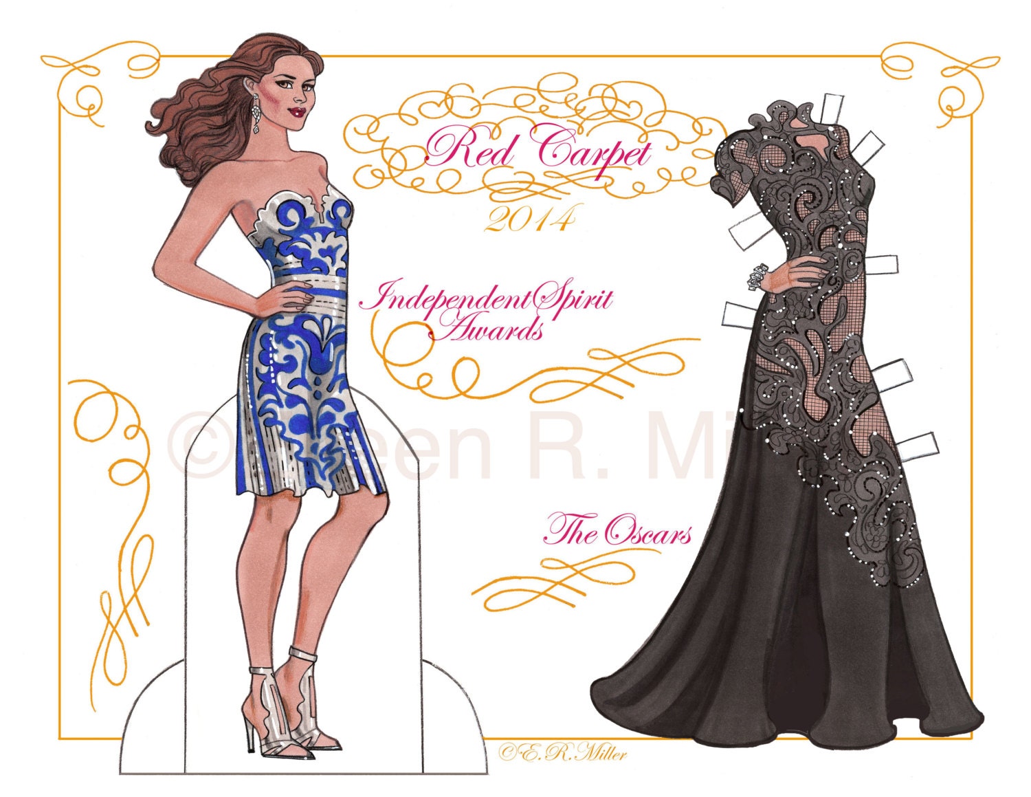 2014 Red Carpet Paper Doll - Etsy