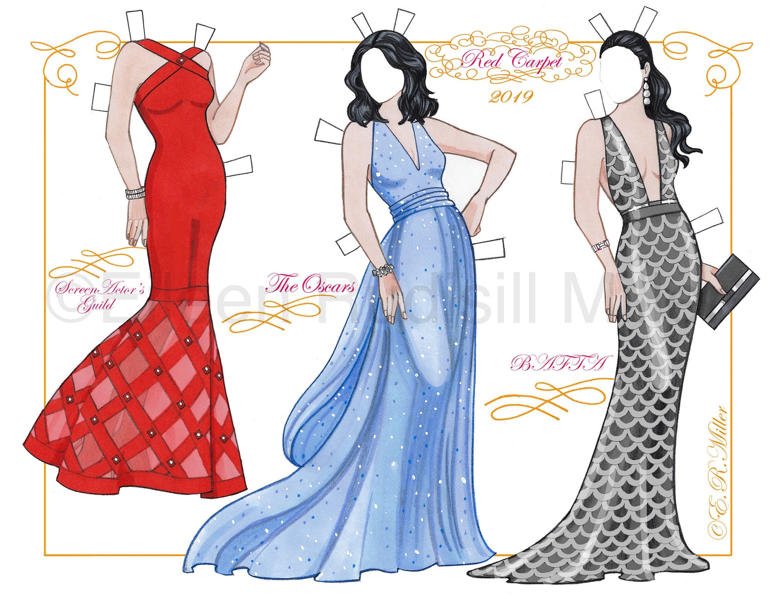 2019 Red Carpet Paper Doll - Etsy