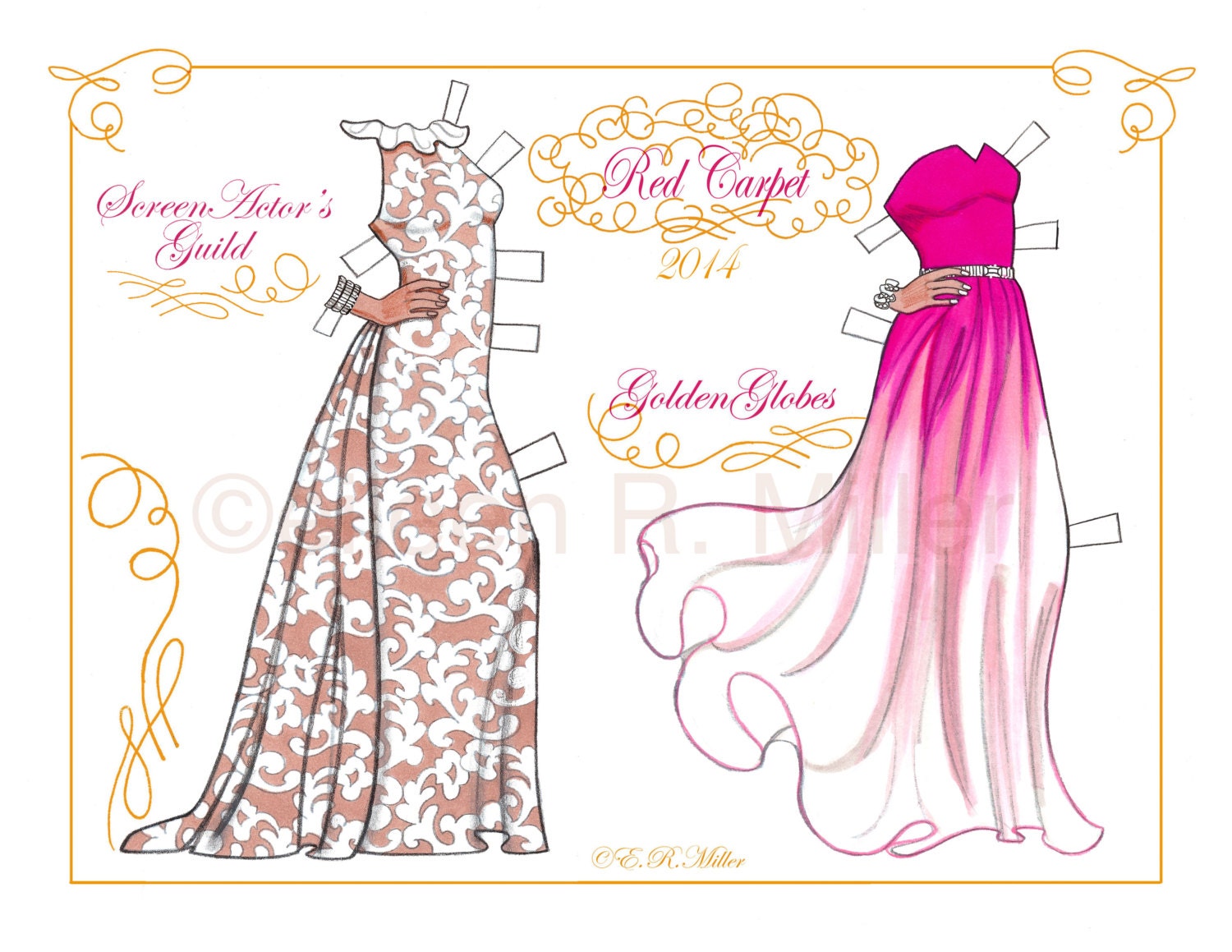 2014 Red Carpet Paper Doll - Etsy