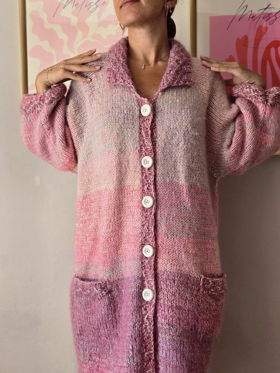 Handmade Oversized Pink Knit Cardigan: Dreamy Wool Blend Jacket - Etsy