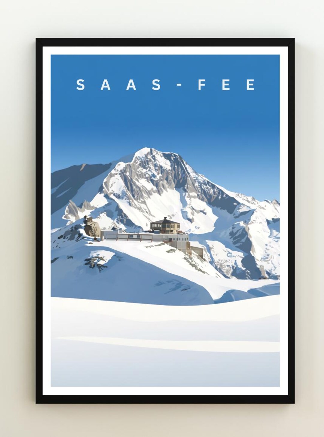 Vintage Saas-fee Travel Poster - Mountain Lifestyle - Etsy