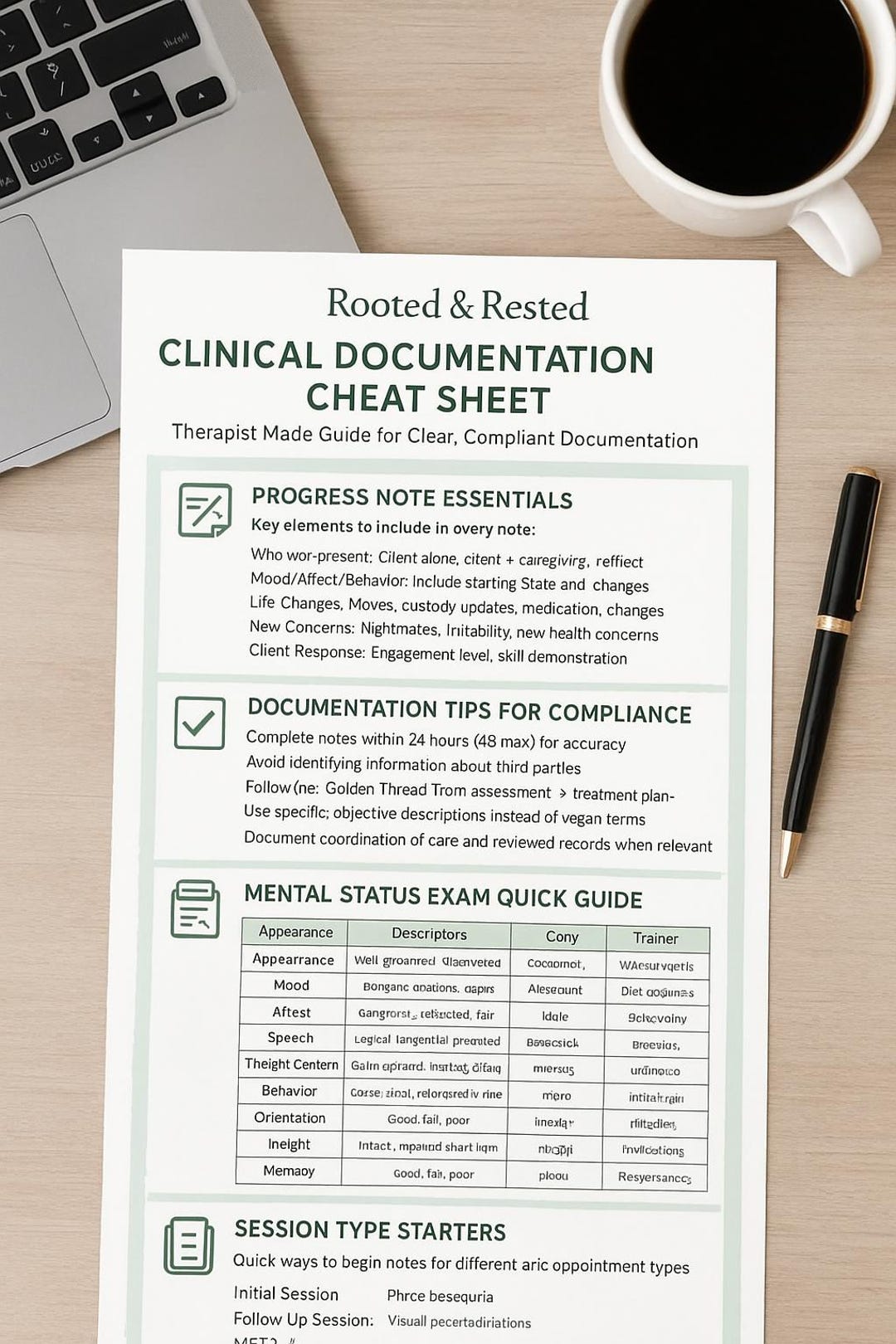 Clinical Documentation Cheat Sheet — Therapist Note Templates + Phrases ...