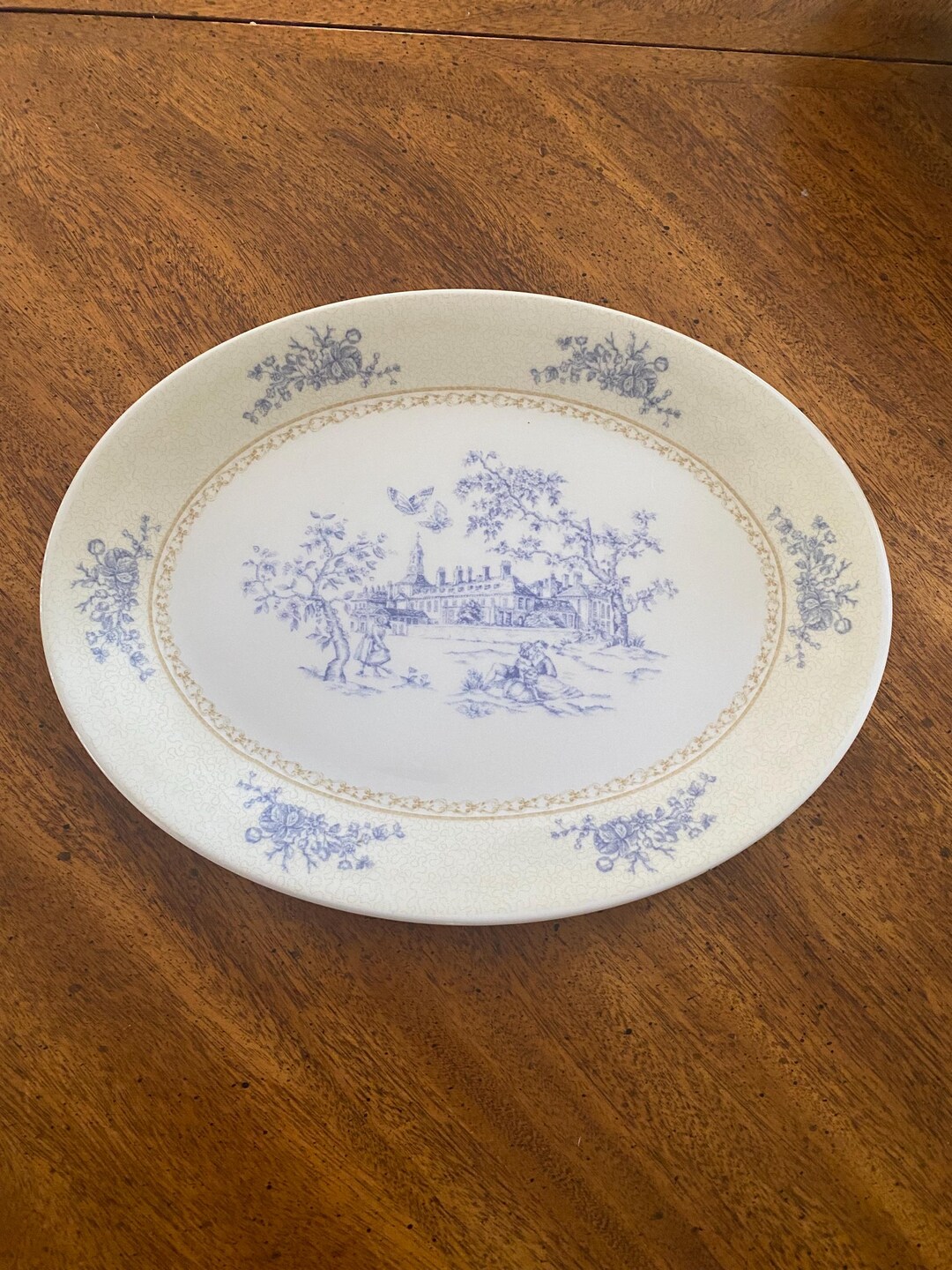 1 Queen's China Toile De Jouy Blue 12' Serving Platter - Etsy
