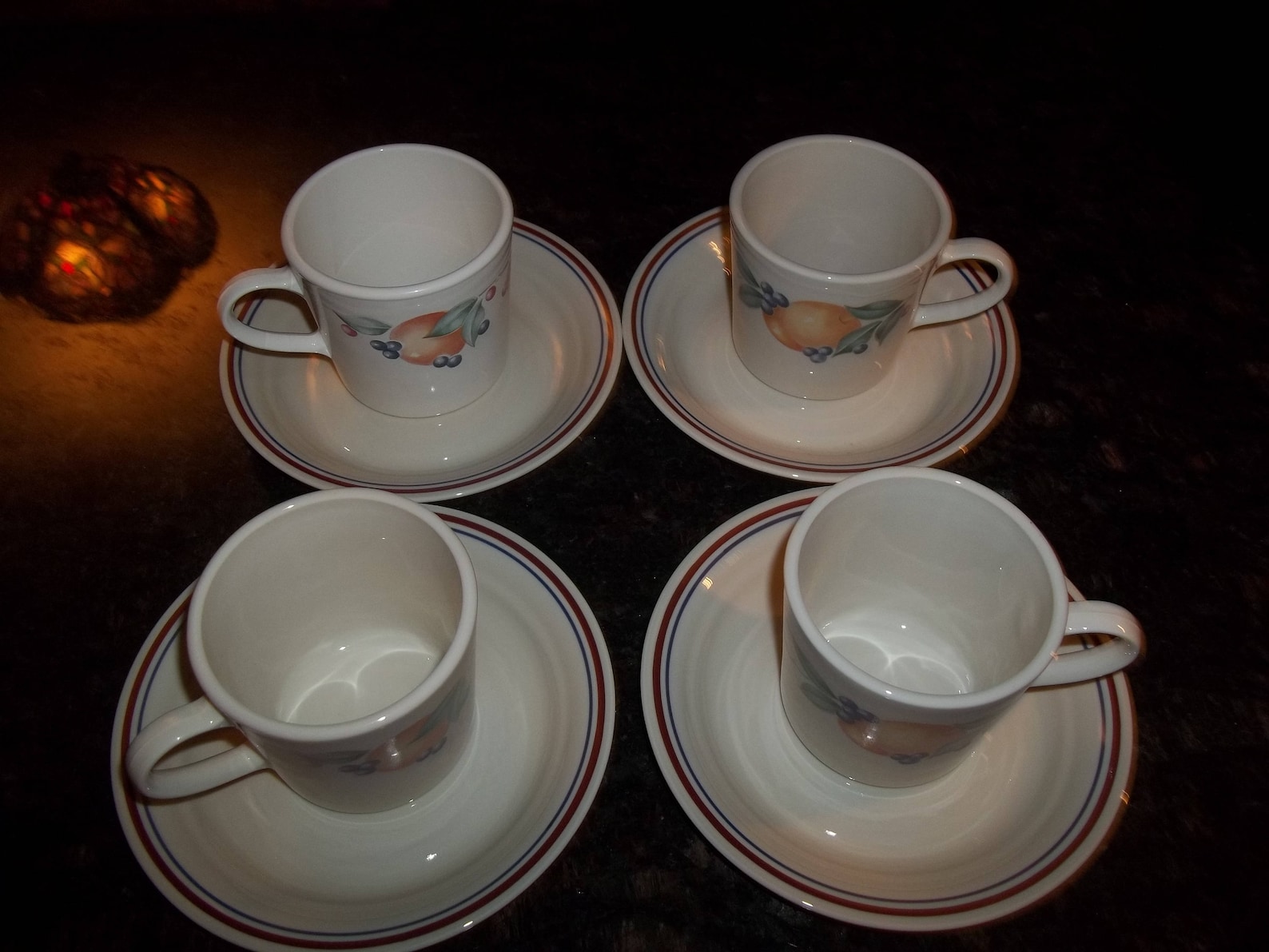 4 Corelle Abundance Coffee Tea Cups and 4 Saucers Made in - Etsy