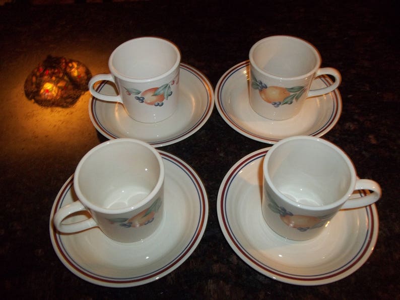 4 Corelle Abundance Coffee Tea Cups and 4 Saucers Made in - Etsy